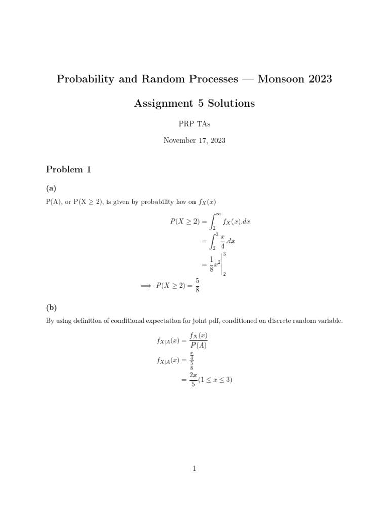 PRP Assignment 5 Solutions | PDF