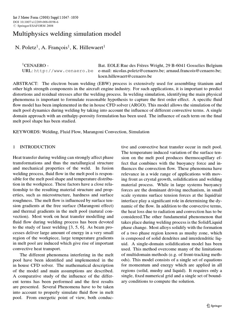 Multiphysics Welding Simulation Model | PDF