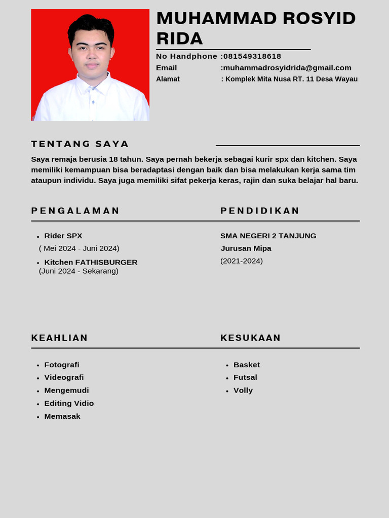 CV. Muhammad Rosyid Rida - 20240901 - 062825 - 0000 | PDF