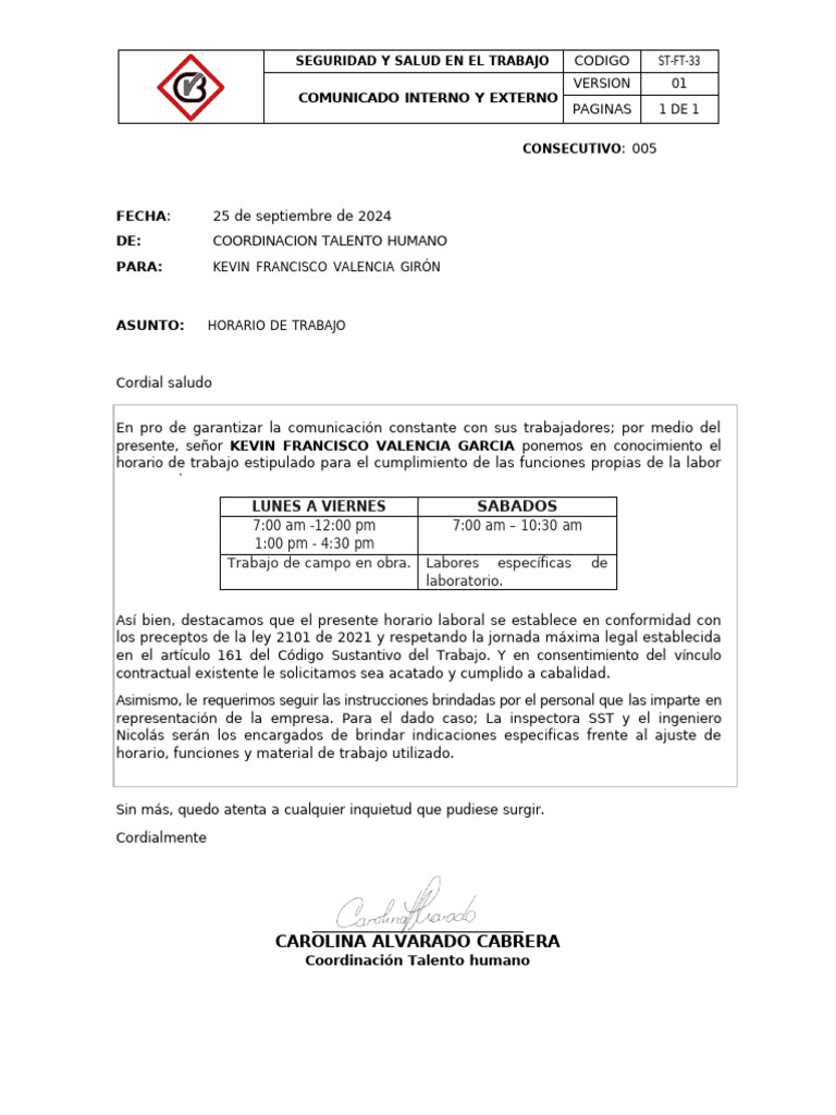 Comunicado Interno y Externo 005 CVB | PDF