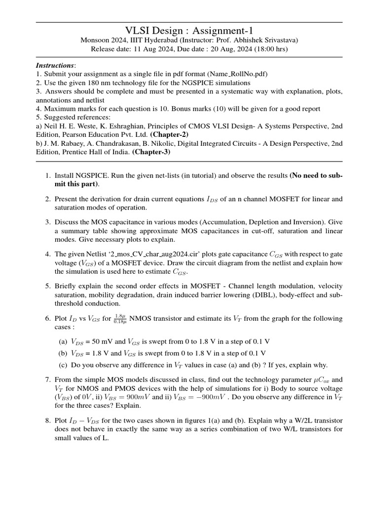 Assignment 1 VLSID2024 | PDF