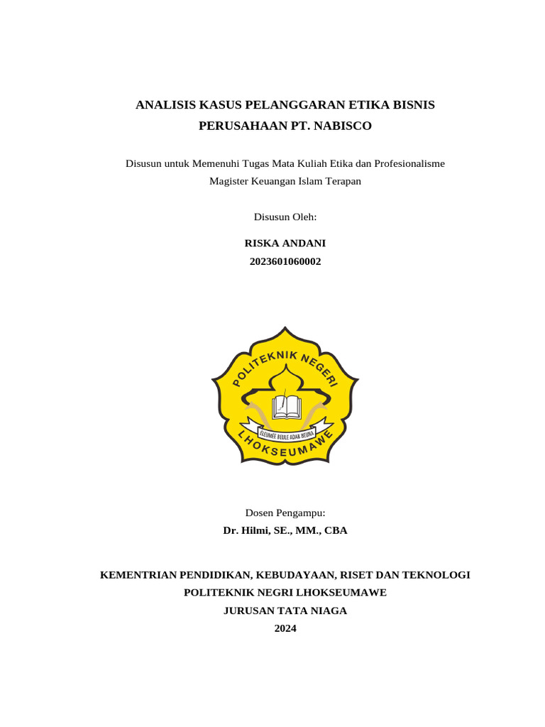 Tugas Analisis Kasus Pelanggaran Etika Bisnis | PDF