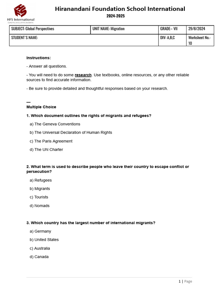 Grade 7 Worksheet On Science | PDF