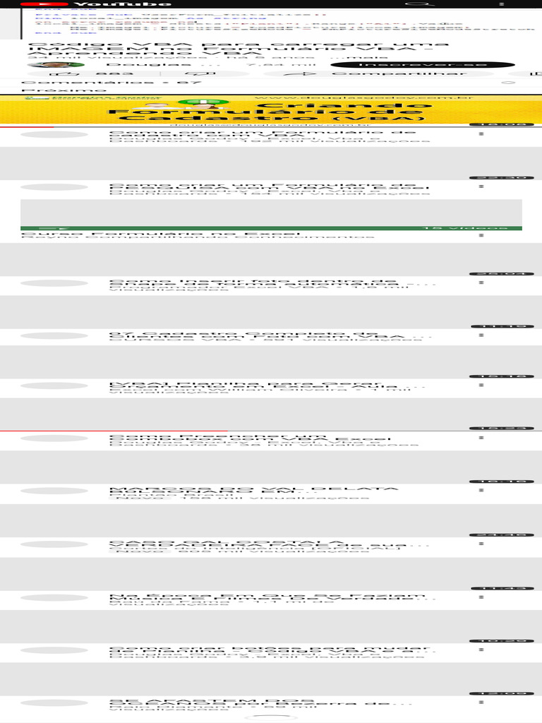 Código VBA para Carregar Uma IMAGEM No Formulário VBA - Aprendendo VBA - YouTube | PDF