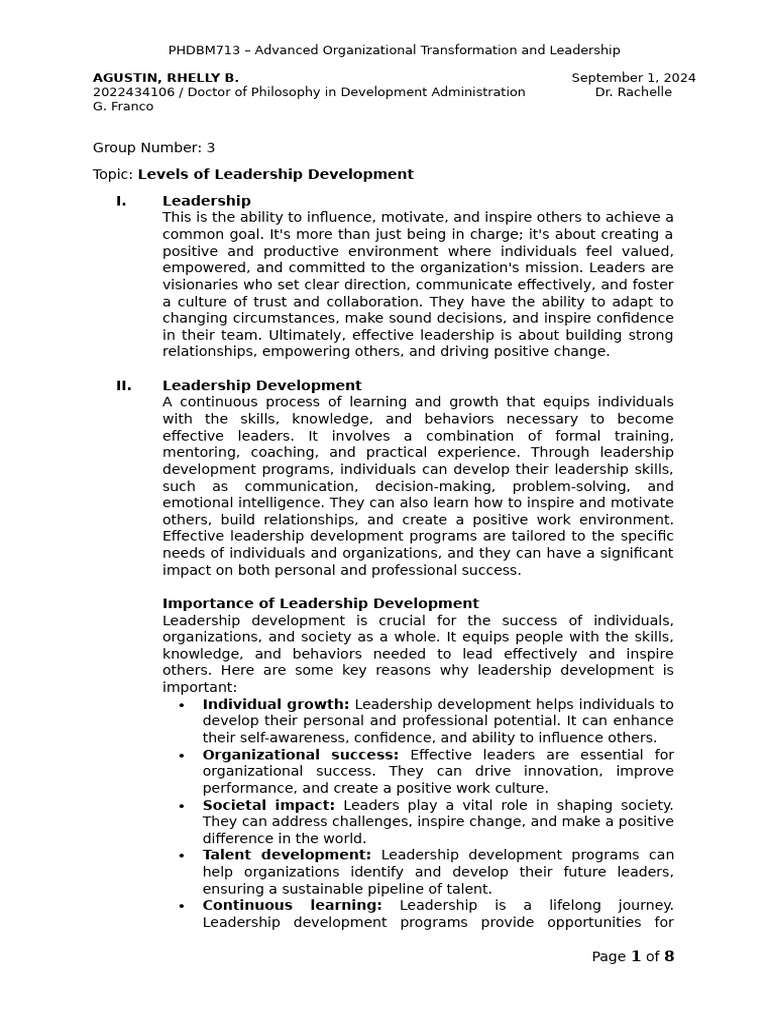 Agustin, Rhelly b.-phdbm713 Group 3 Report | PDF