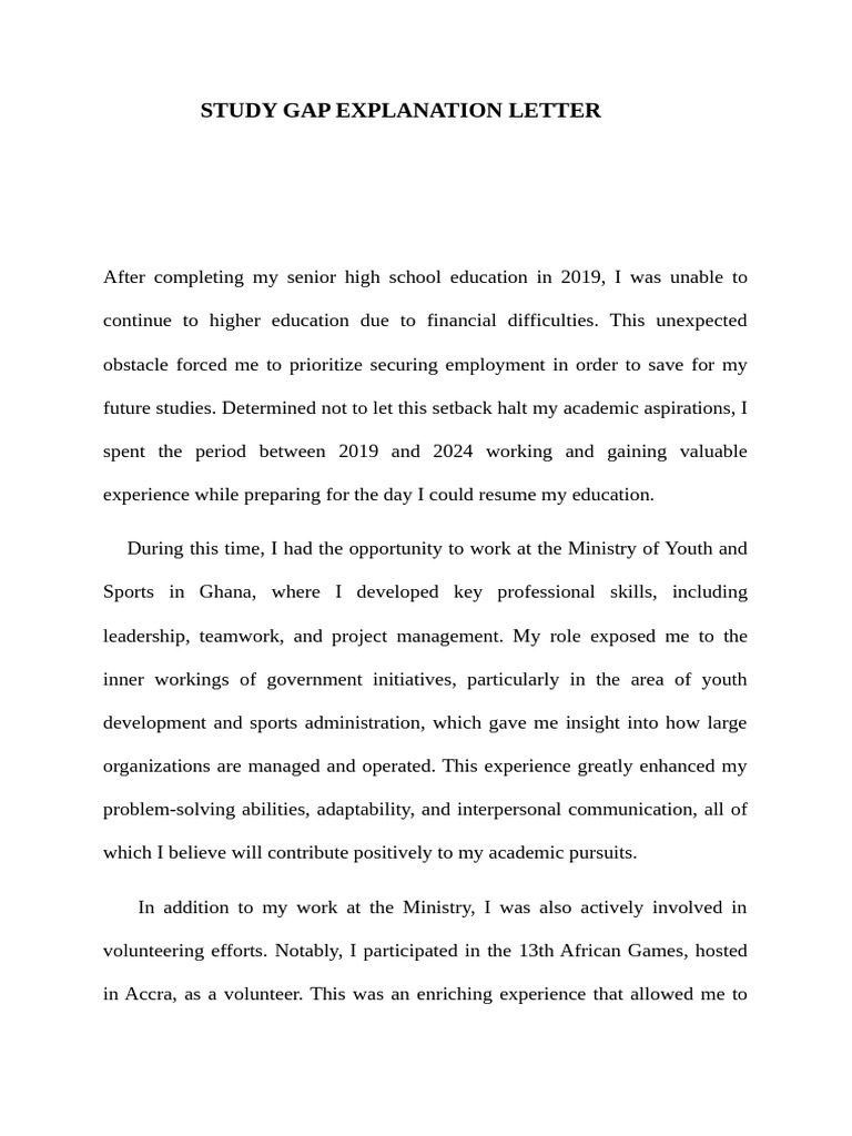 Study Gap Explanation Letter | PDF
