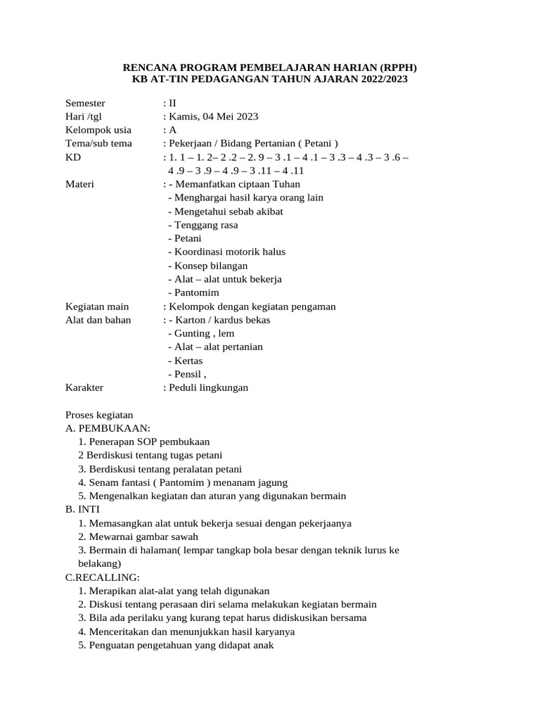 RPPH PKP Bener | PDF