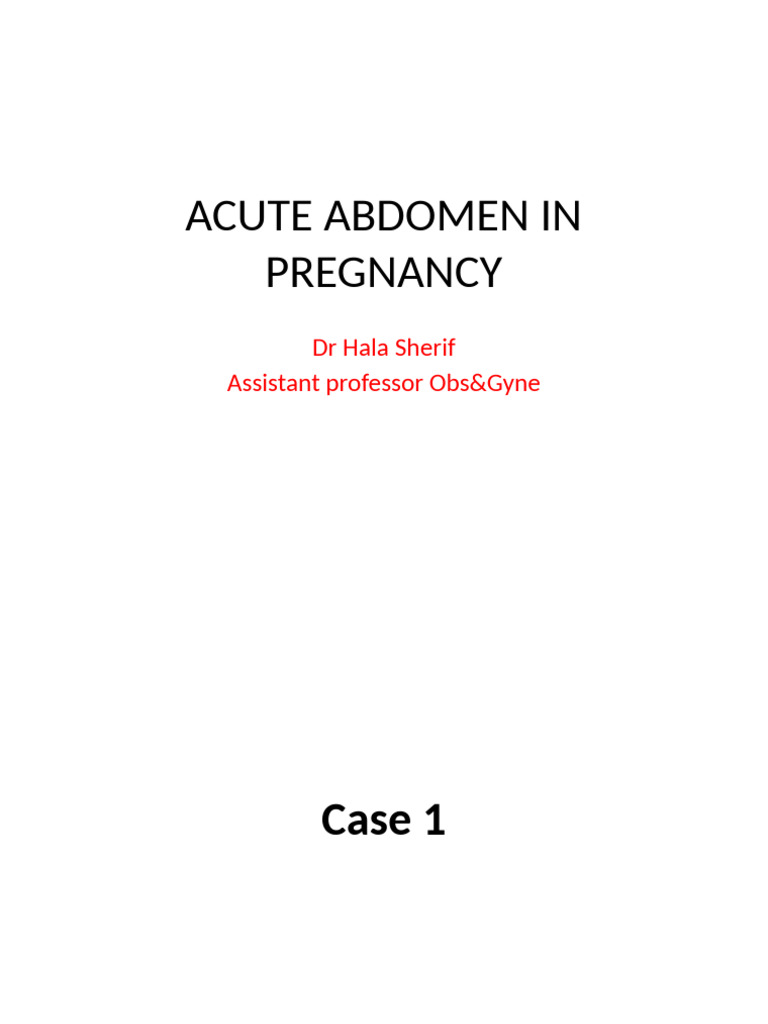 Acute Abdomen in Obstetrics 2 | PDF