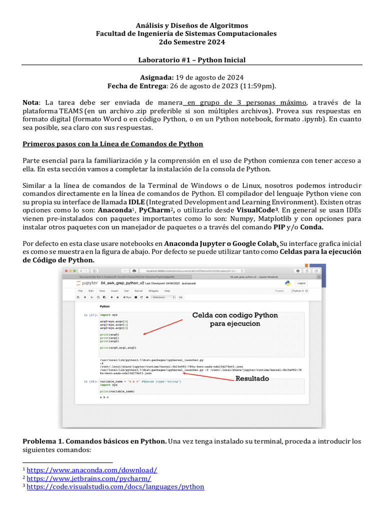 Laboratorio #1 - Python Inicial | PDF