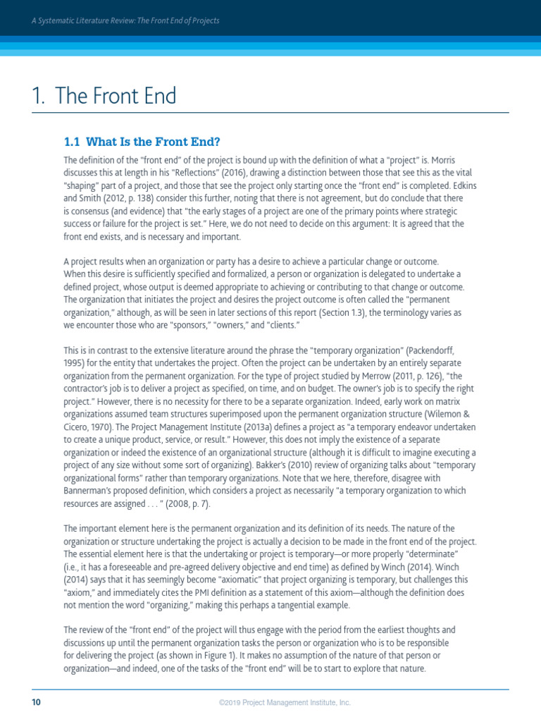 The Front End of Projects | PDF