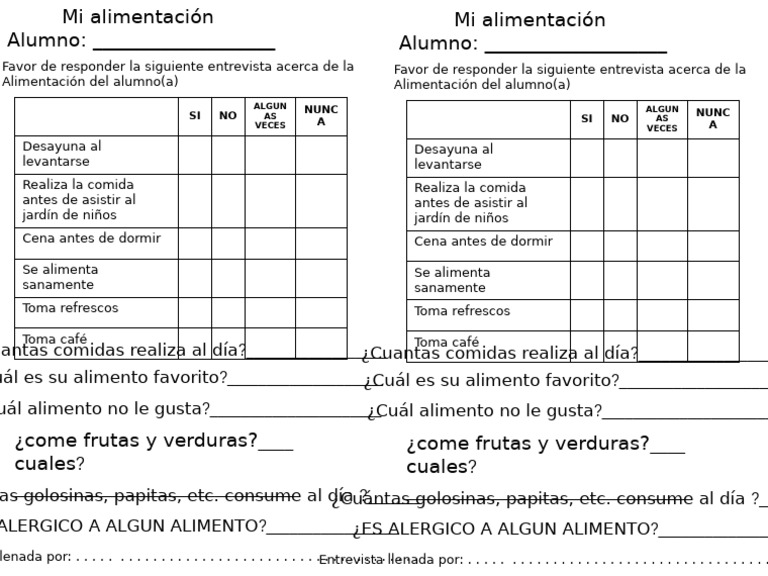 Entrevista Alimentacion | PDF