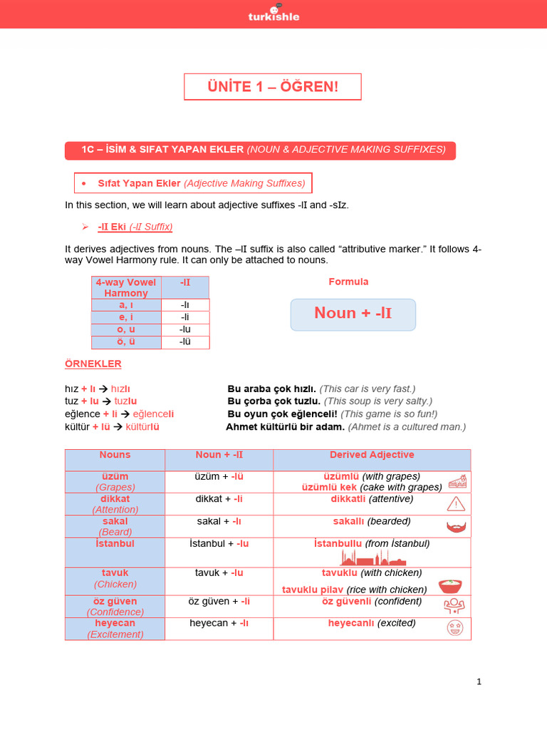 Turkishle A2 UNIT1 1C S Fat | PDF