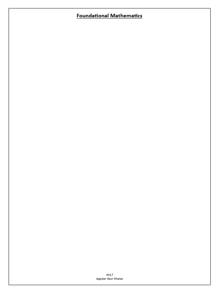 4517 Foundational Mathematics | PDF
