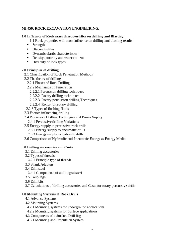 MI 450 Course Outline | PDF | Oil Well | Drilling Rig