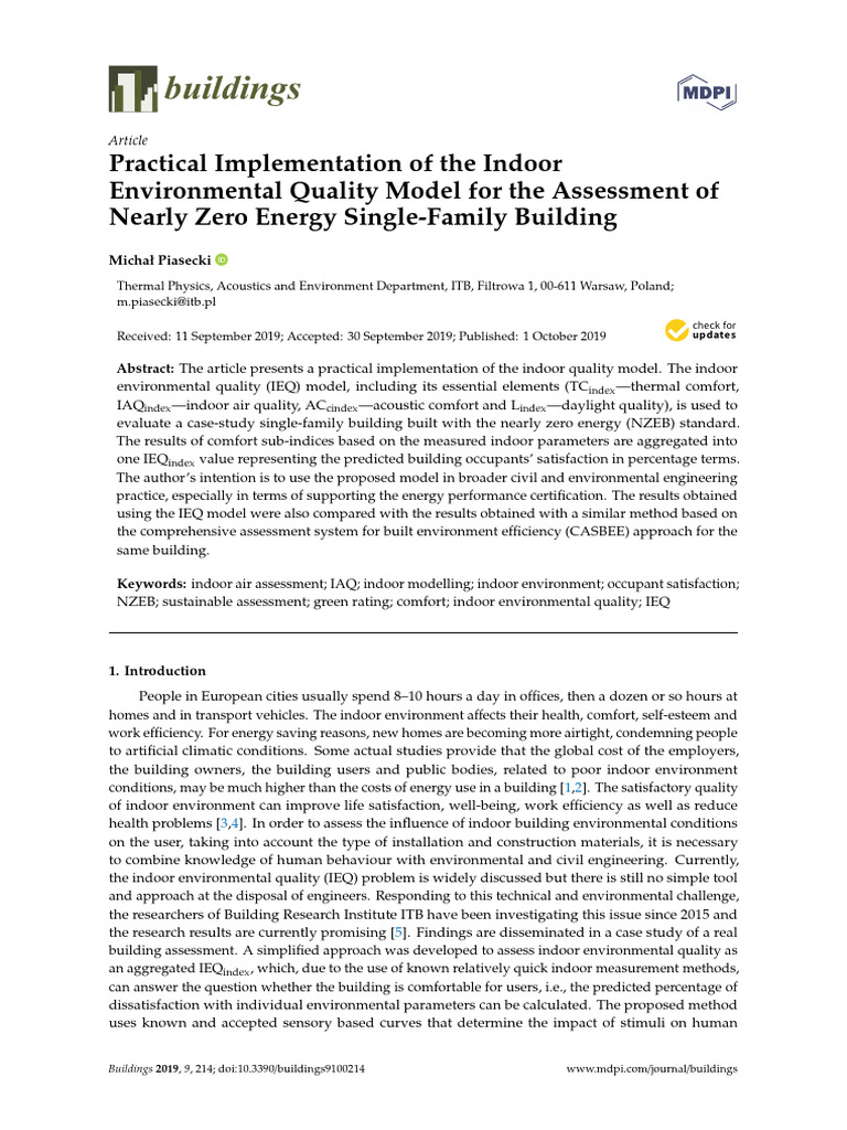 Practical Implementation of The Indoor Environmental Quality Model For ...