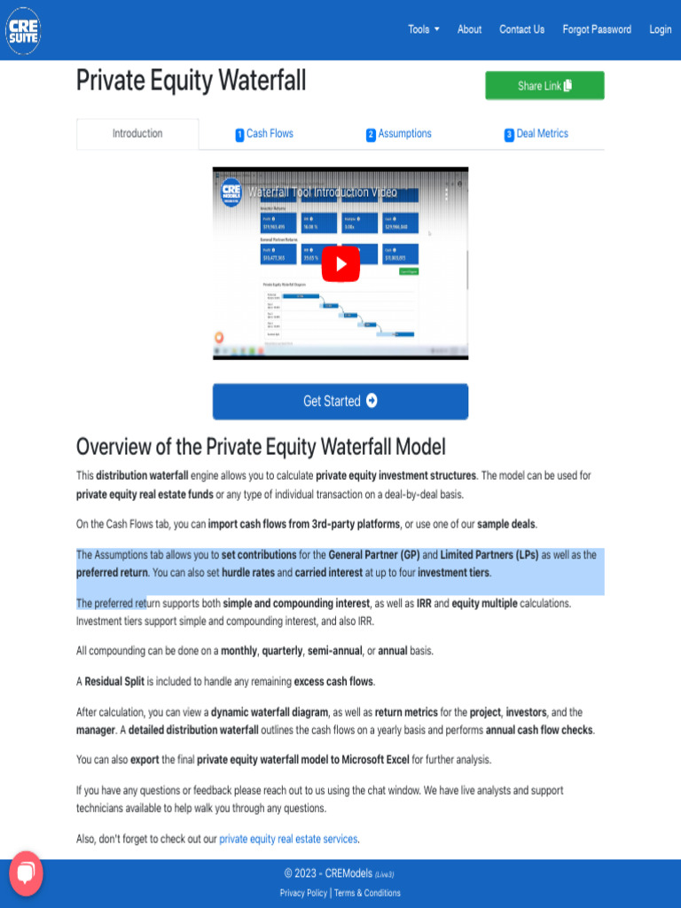 2CREModels Private Equity Waterfall | PDF