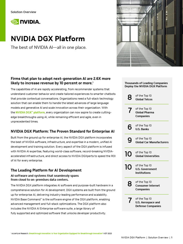 Nvidia DGX Platform Solution Overview Web Us | PDF