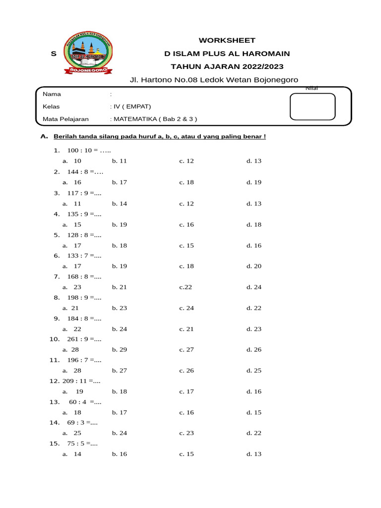 MTK Bab 2 & 3 Kls 4 | PDF