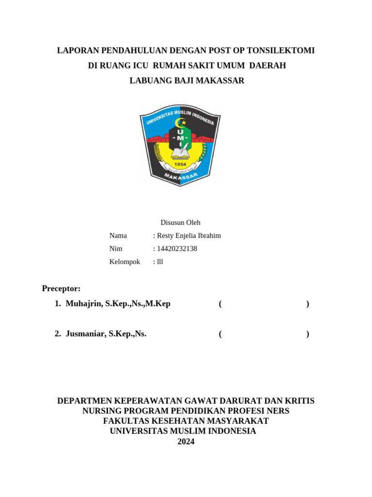 LAPORAN PENDAHULUAN Resty Sampul | PDF