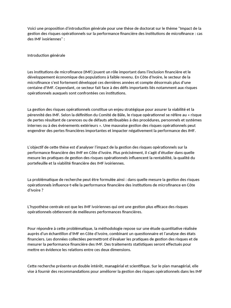 Voici Une Proposition de Plan de These | PDF