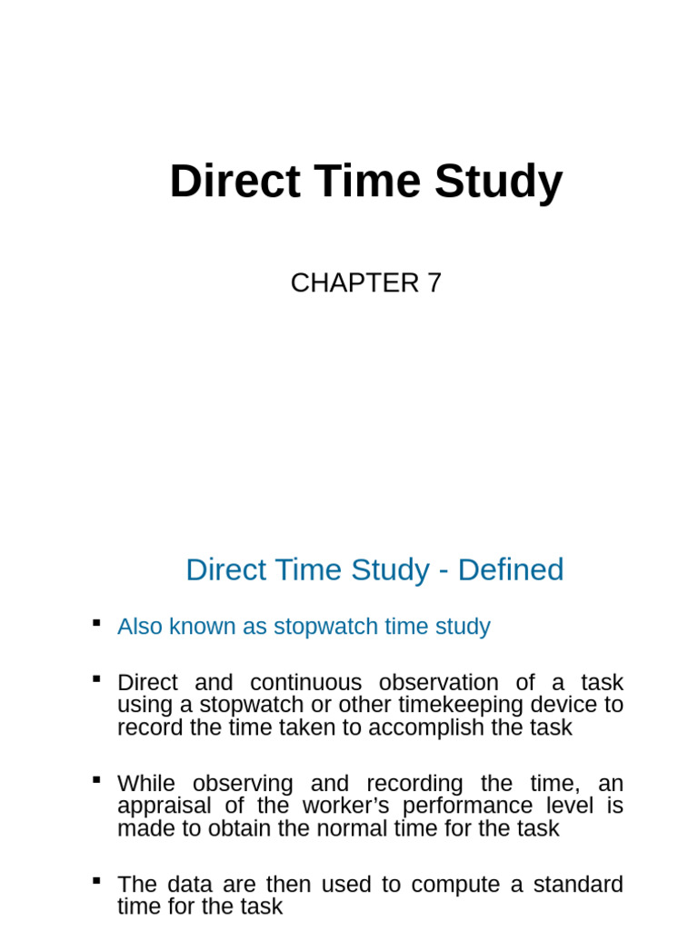 Ch07-Direct Time Study | PDF