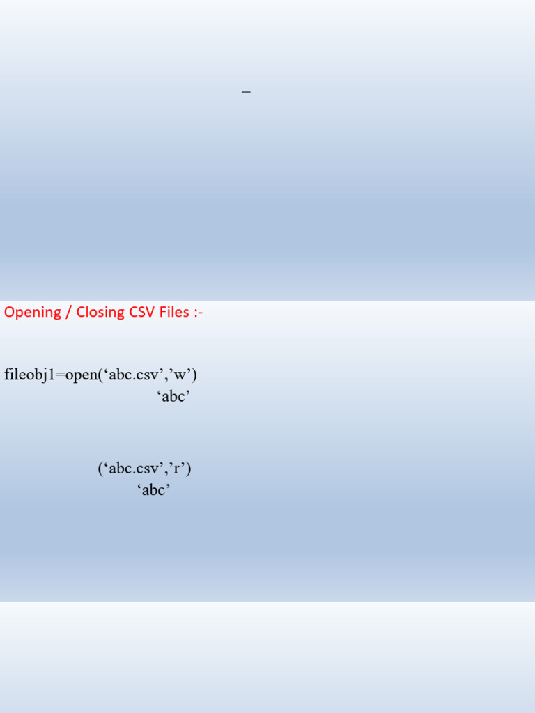 5 File Handling CSV | PDF