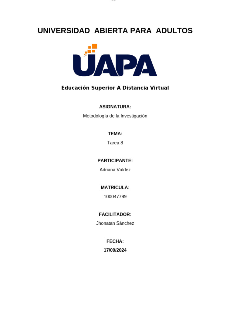 Tarea Marco Metodologico TAREA 8 | PDF | Método científico ...
