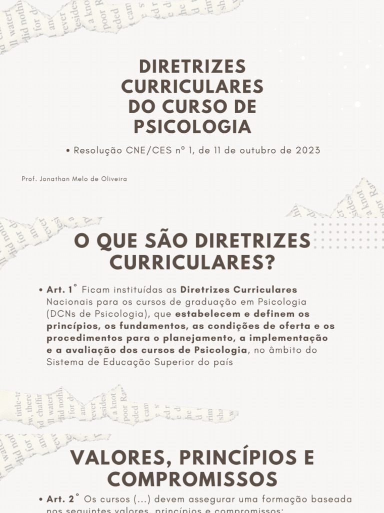 PCP Aula 04 - Diretrizes Curriculares Do Curso de Psicologia (2024) | PDF