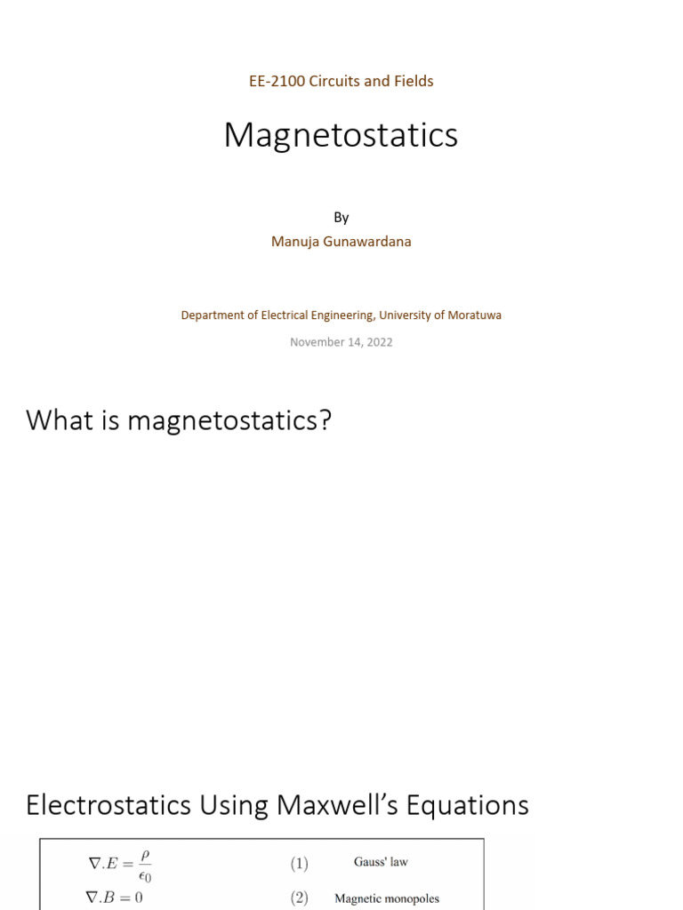 Fields - Magnetostatics - Blank | PDF