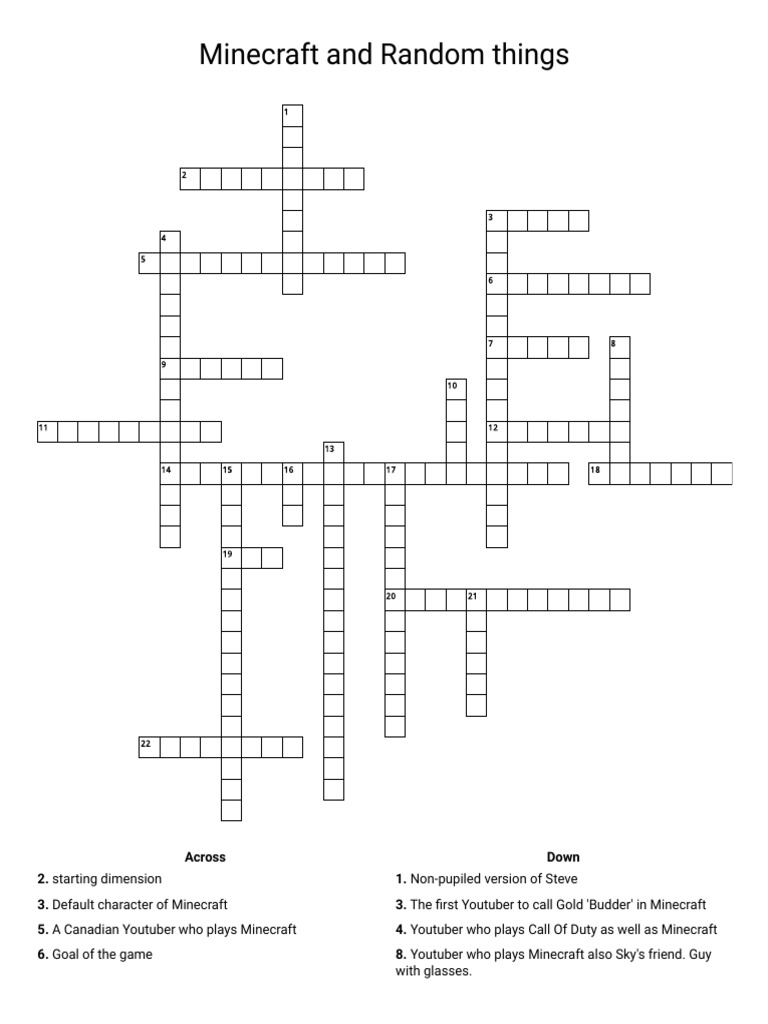 Minecraft and Random Things - Crossword Labs | PDF