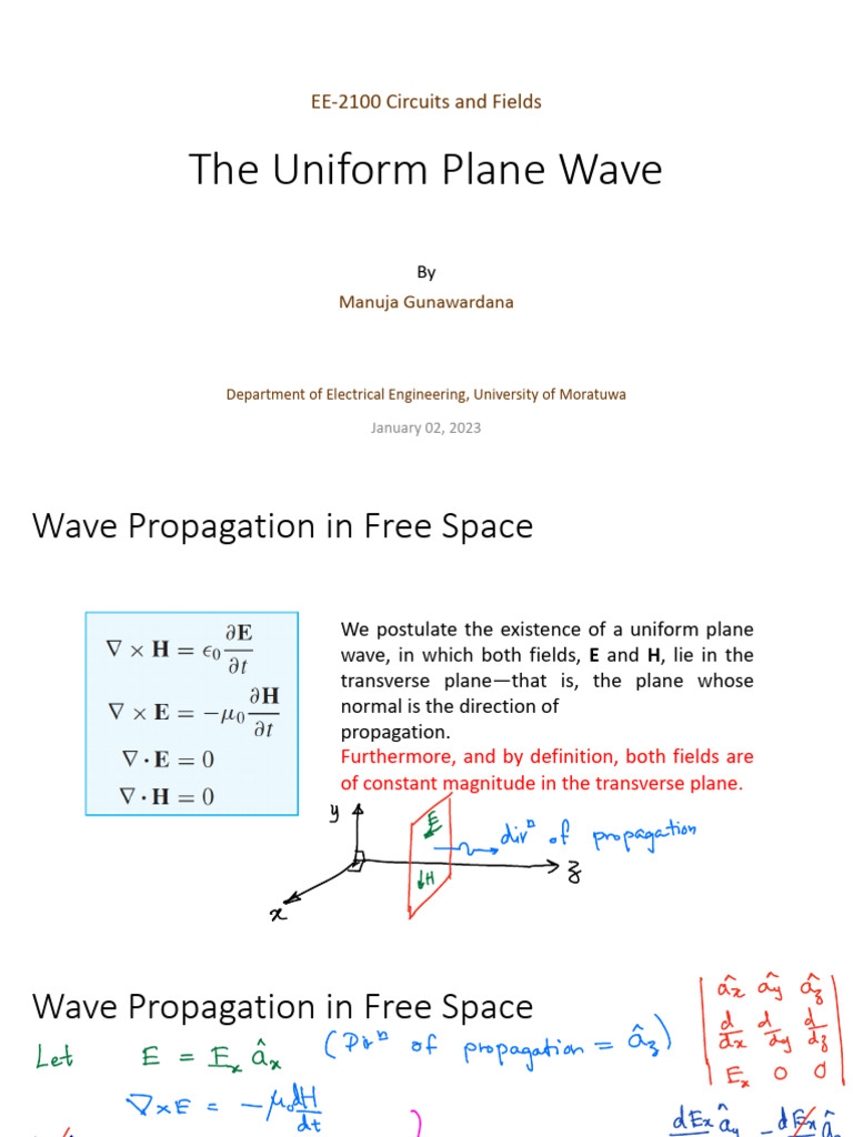 The Uniform Plane Wave: EE-2100 Circuits and Fields | PDF