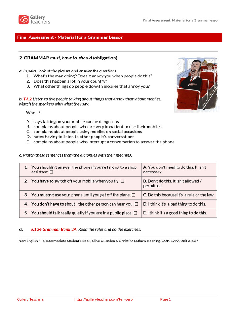 Lesson Plan Submission Material For A Grammar Lesson | PDF