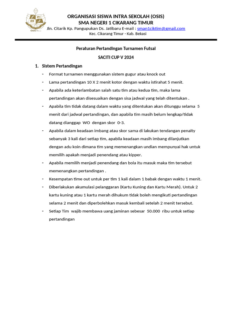Formulir Dan Peraturan Pertandingan-1 | PDF