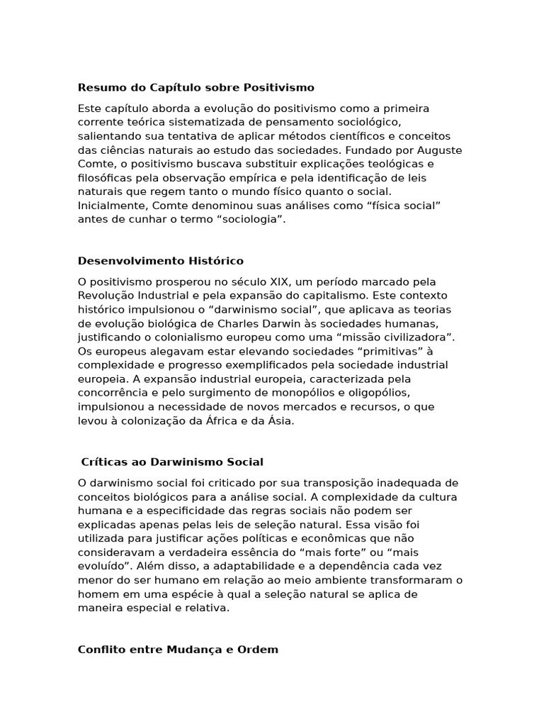 Resumo Do Positivismo | PDF