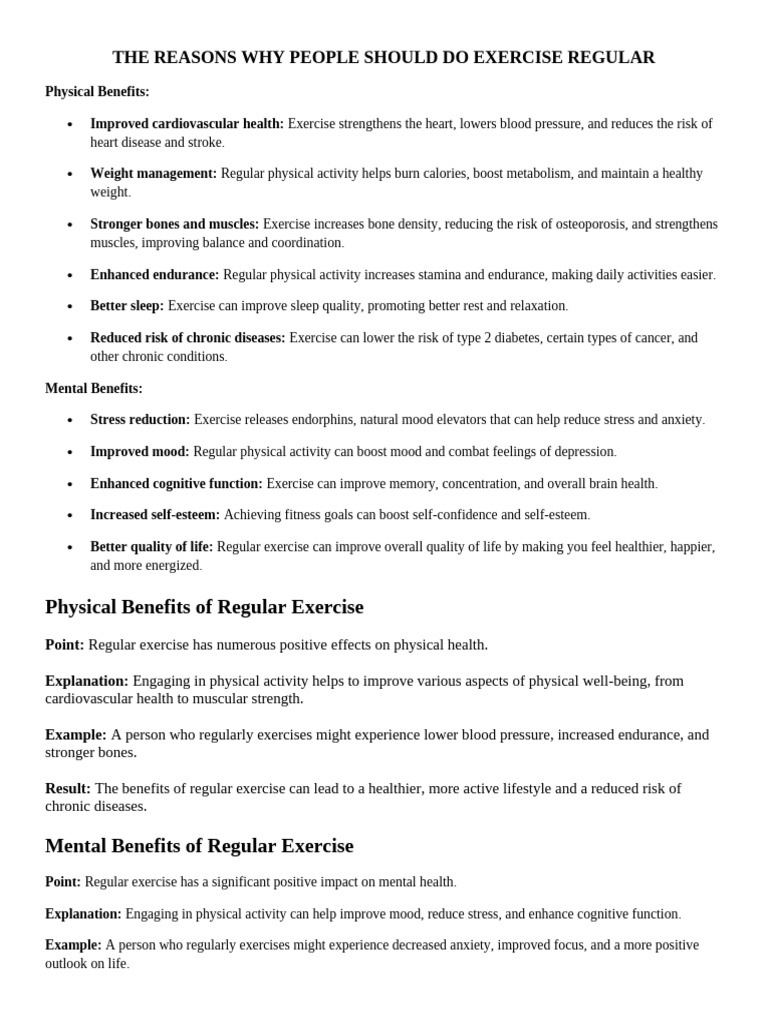 The Reasons Why People Should Do Exercise Regular | PDF