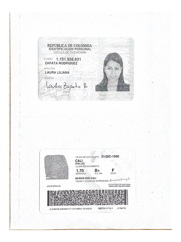 Cedula Laura Zapata | PDF