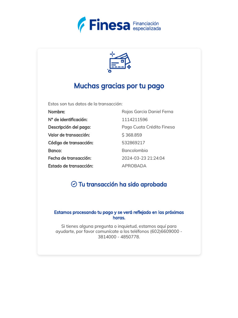 Comprobante de Pago Finesa | PDF