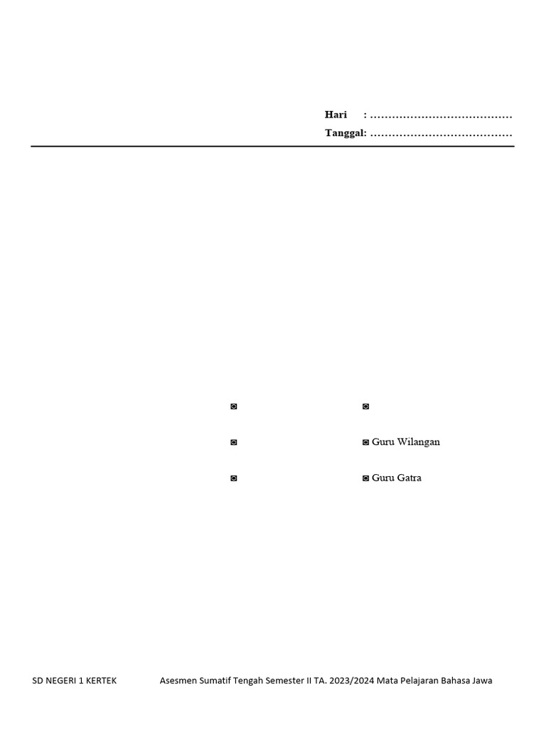 Soal Sts 2 Kelas 4 Jawa | PDF