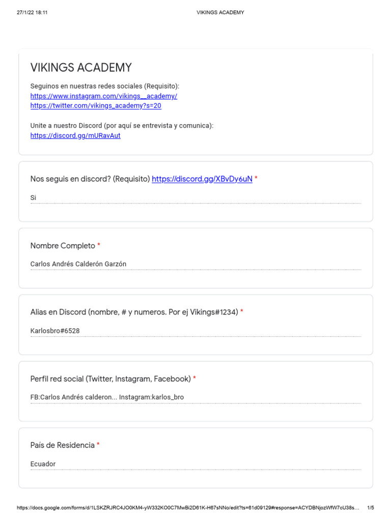 VIKINGS ACADEMY - Formularios de Google2 | PDF