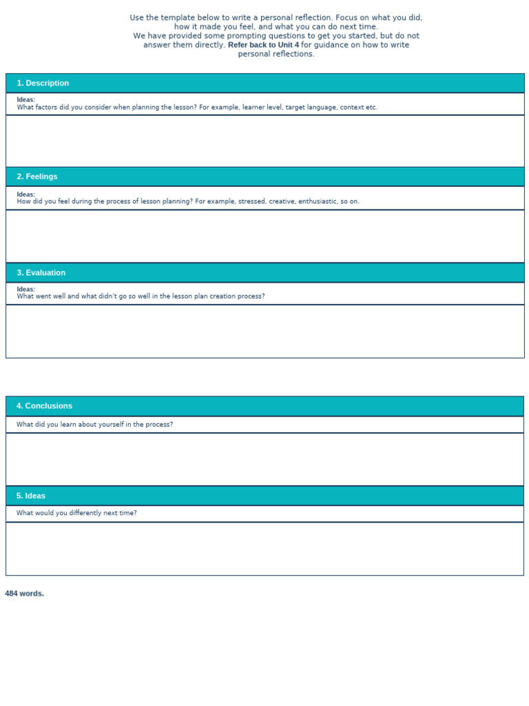 AssignmentA Step3 PersonalReflectionGibbs Template | PDF