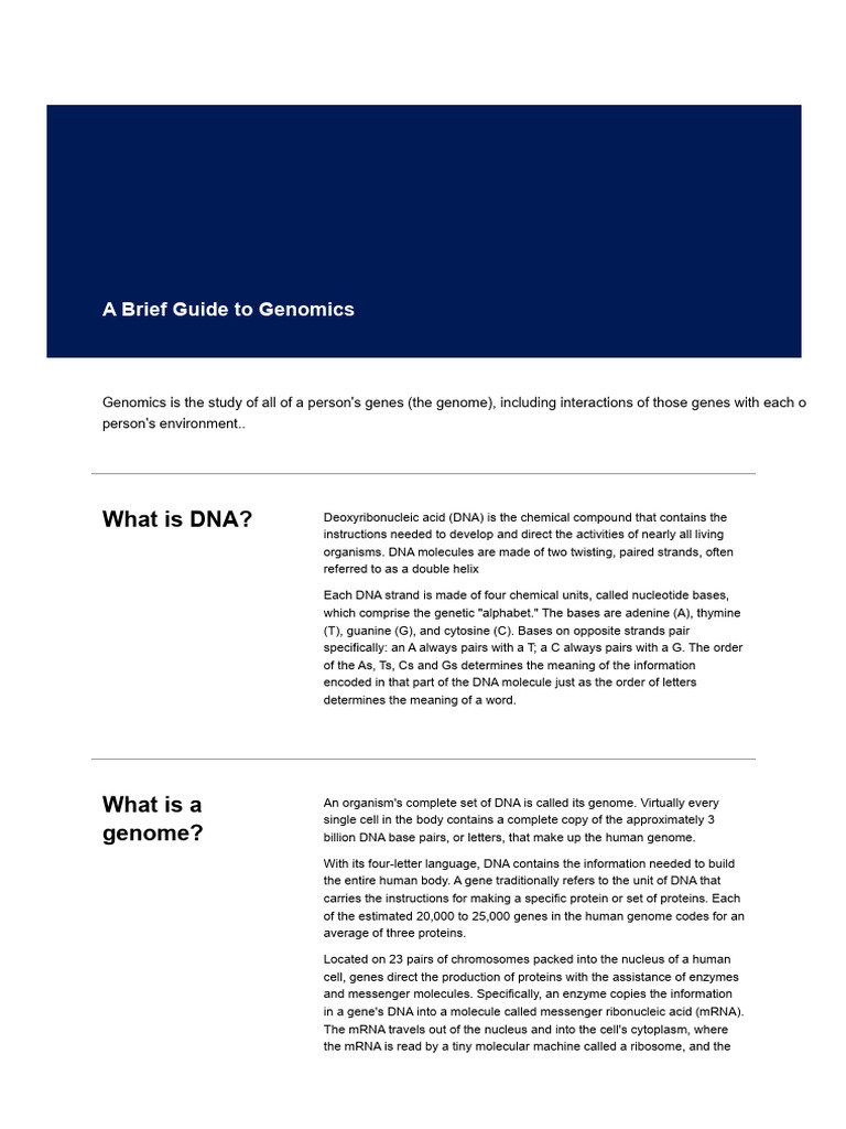 A Brief Guide To Genomics | PDF