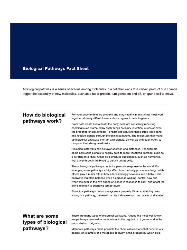 Biological Pathways Fact Sheet | PDF