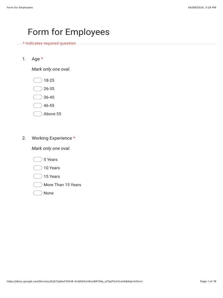 Form for Employees | PDF
