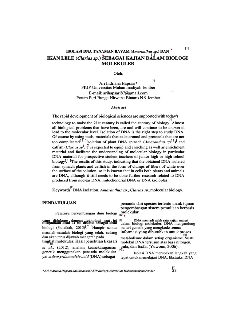PDF Isolasi Dna Tanaman Bayam Amaranthus SP - Compress | PDF