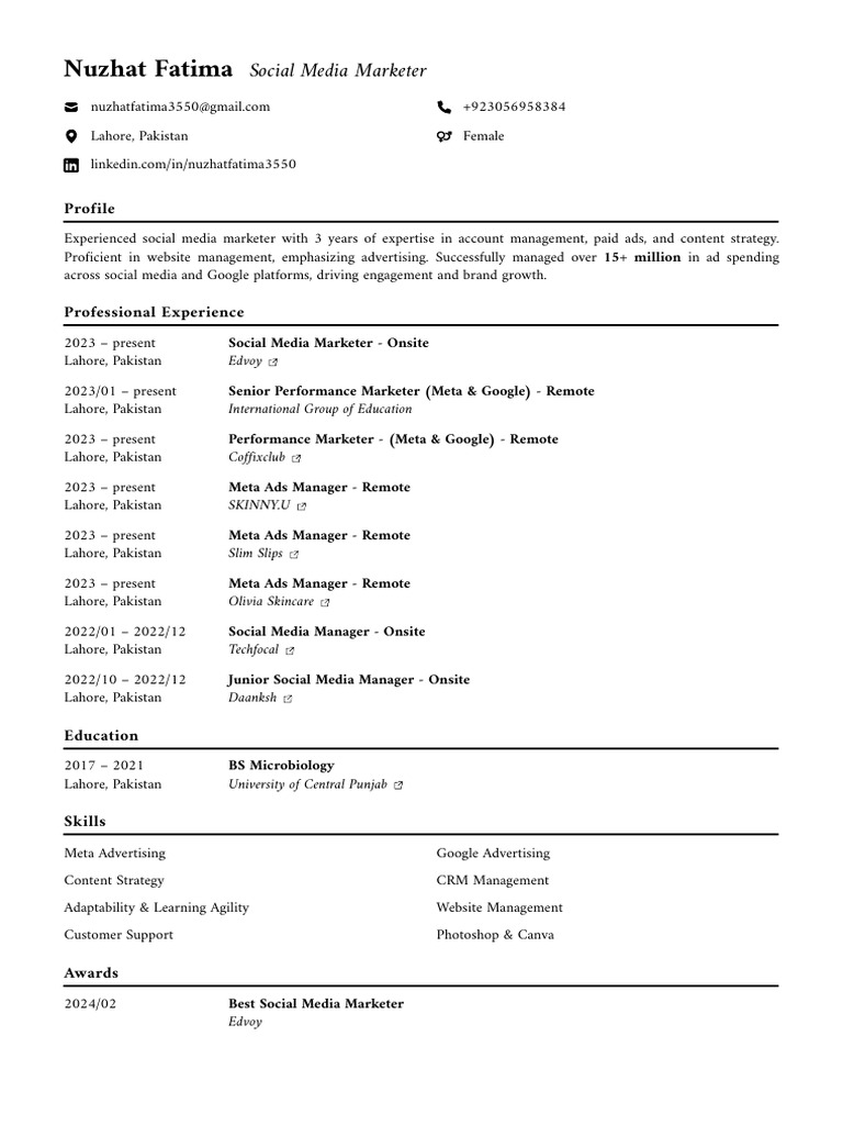 Nuzhat-Fatima Resume | PDF