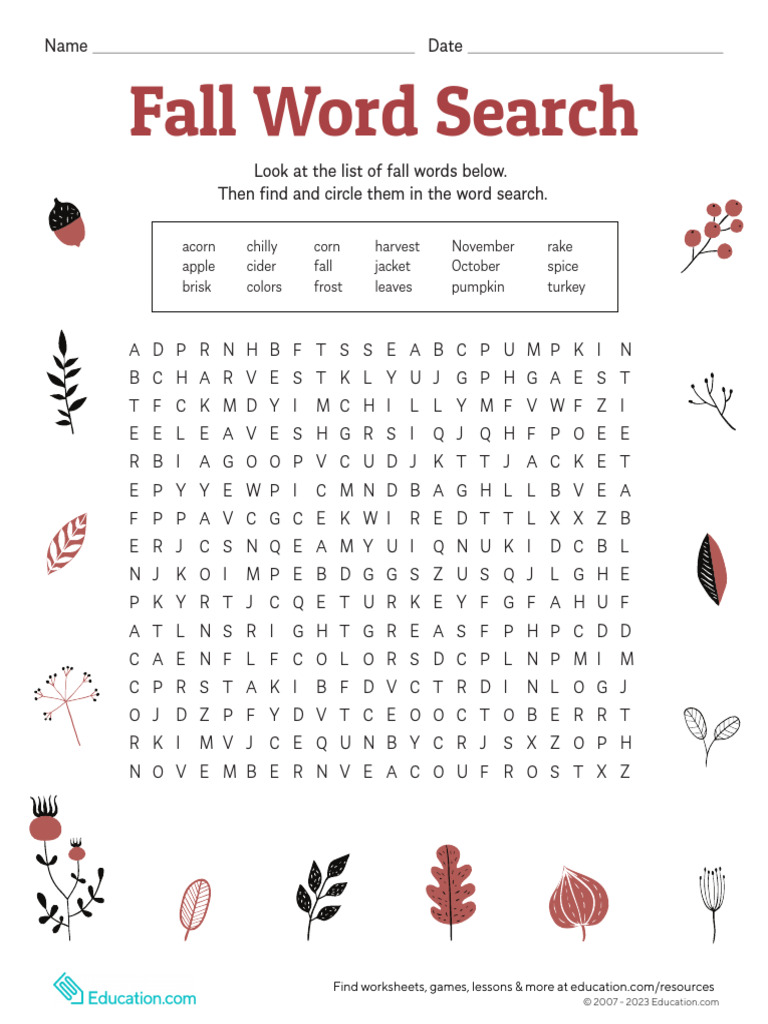 Fall Word Search | PDF