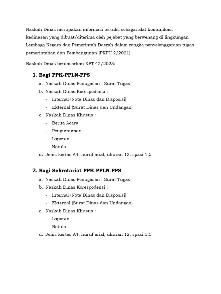 Materi Bimtek Tata Naskah Dinas PPK PPS | PDF