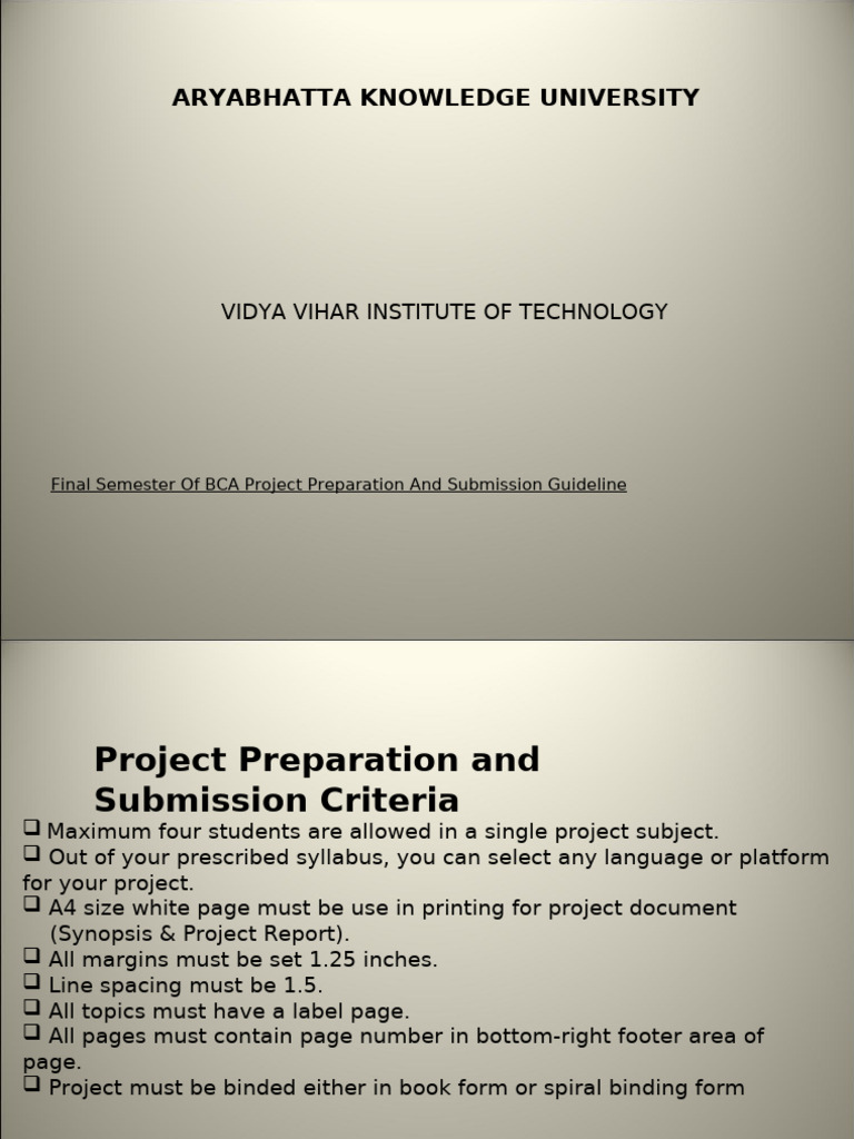 Final Semester Project Preparation and Submission Guideline | PDF