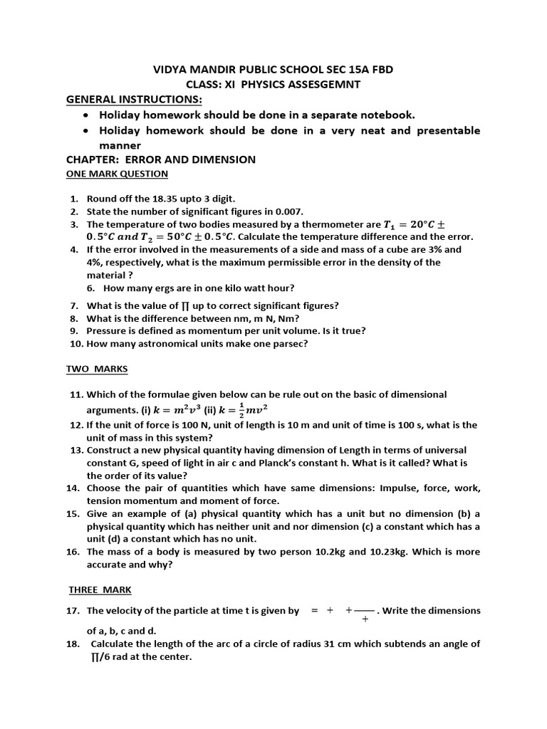 Xi Physics Assignment (2024 - 25) | PDF