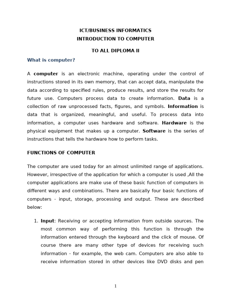 Introduction To Computer | PDF